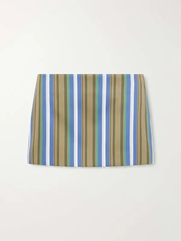 THE FRANKIE SHOP Hera Striped Cotton-poplin Mini Skirt - Blue