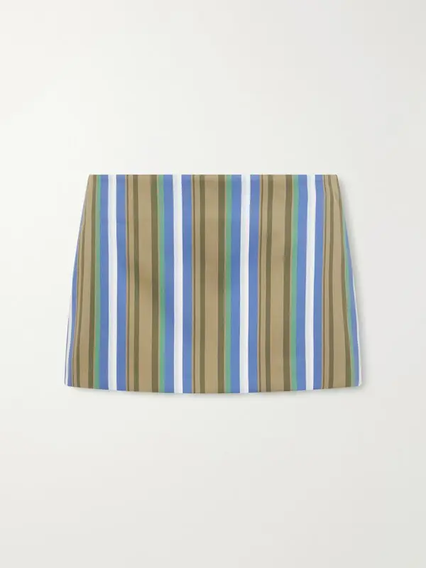 THE FRANKIE SHOP Hera Striped Cotton-poplin Mini Skirt - Blue