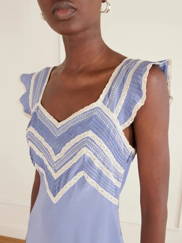 Rixo Bailee Midi Dress With Crochet Trim