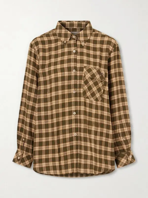 WALES BONNER Ritual Checked Flannel Shirt
