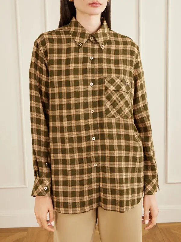 WALES BONNER Ritual Checked Flannel Shirt - Brown