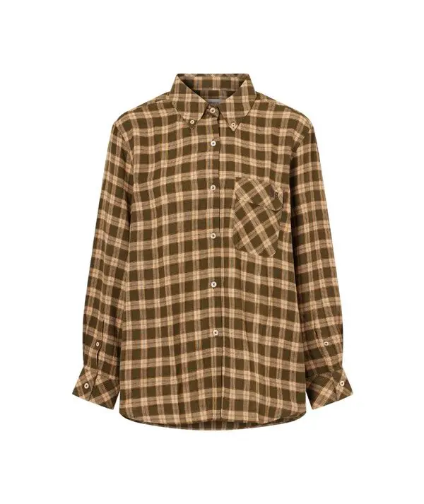 WALES BONNER Ritual Checked Flannel Shirt - Brown