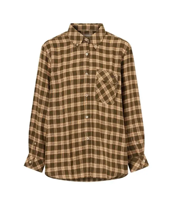 WALES BONNER Ritual Checked Flannel Shirt - Brown