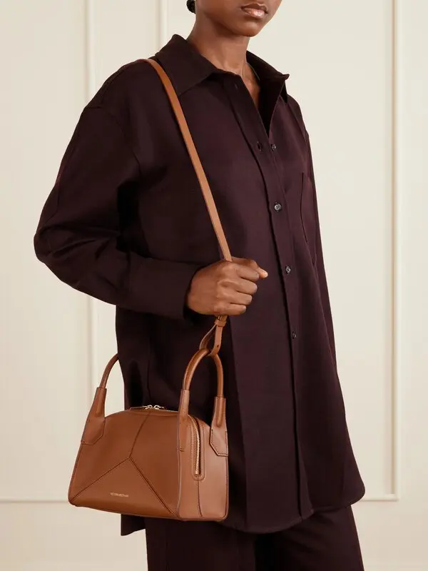 Victoria Beckham Plié Mini Leather Shoulder Bag - Brown