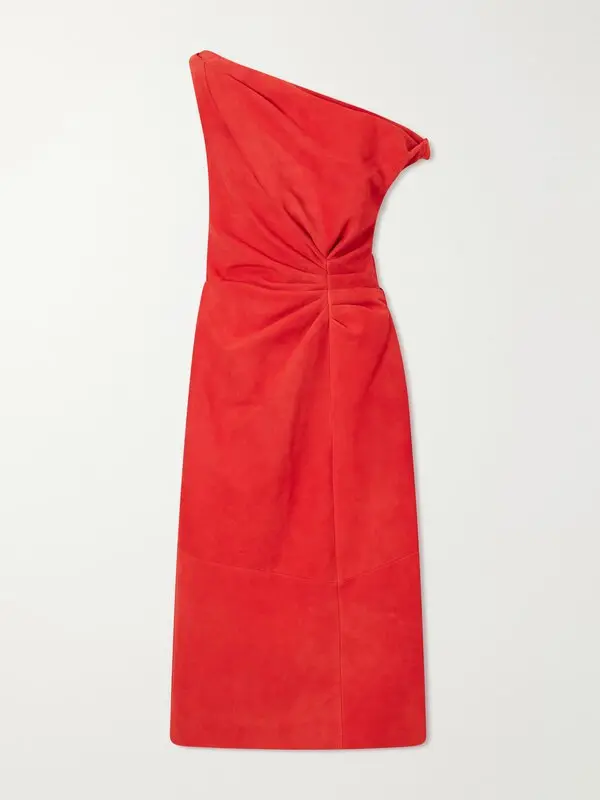 Proenza Schouler Kaelin Suede Asymmetrical Midi Dress