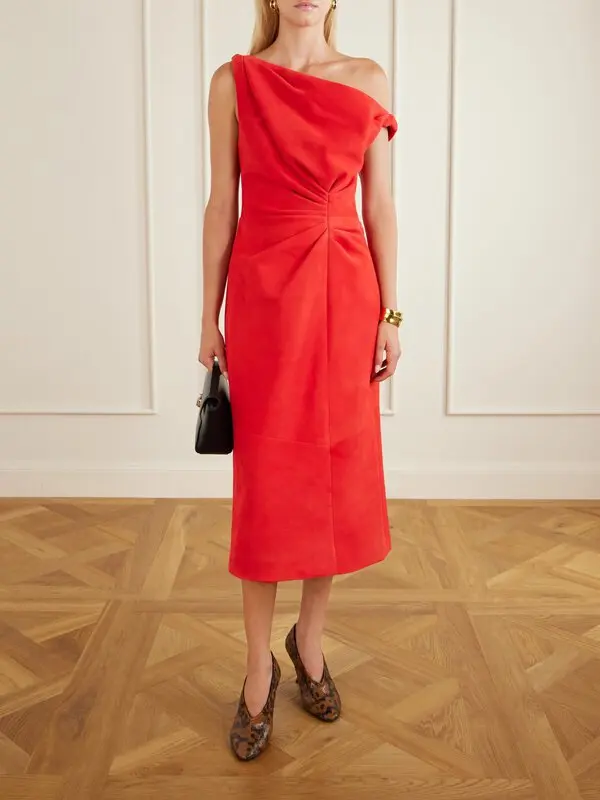 Proenza Schouler Kaelin Suede Asymmetrical Midi Dress