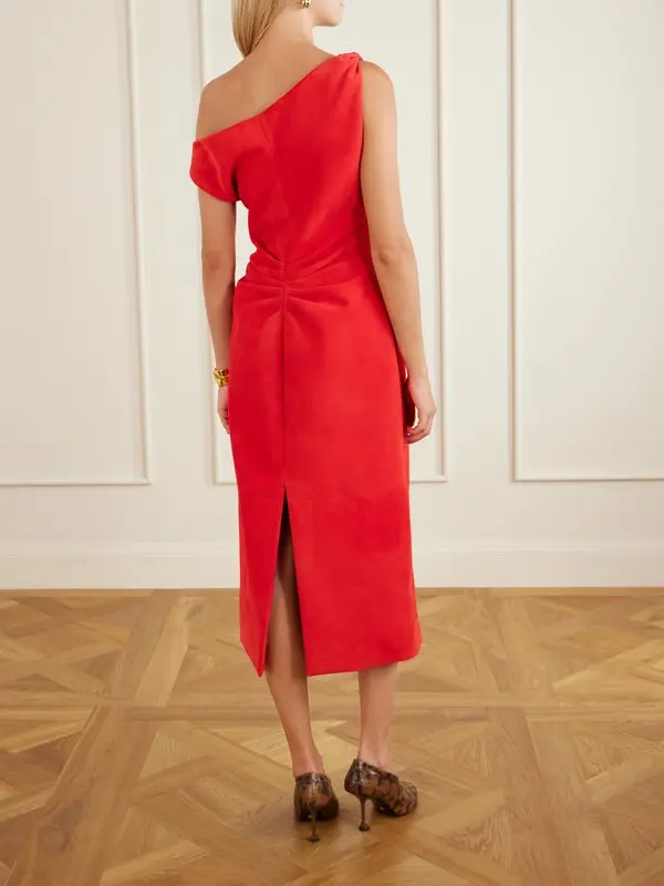 Proenza Schouler Kaelin Suede Asymmetrical Midi Dress