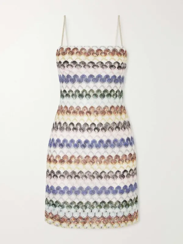 Missoni Striped Metallic Crochet-knit Mini Dress - Multi