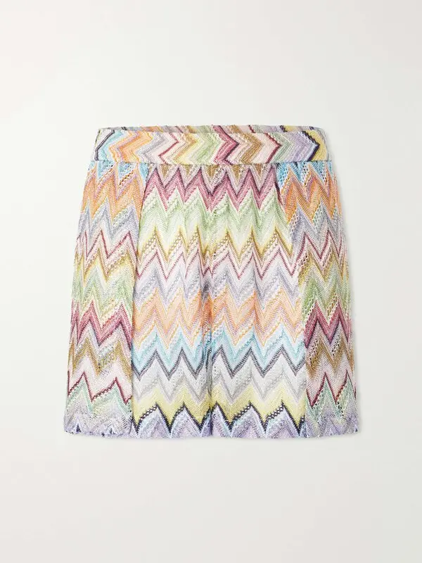 Missoni Striped Metallic Crochet-knit Shorts