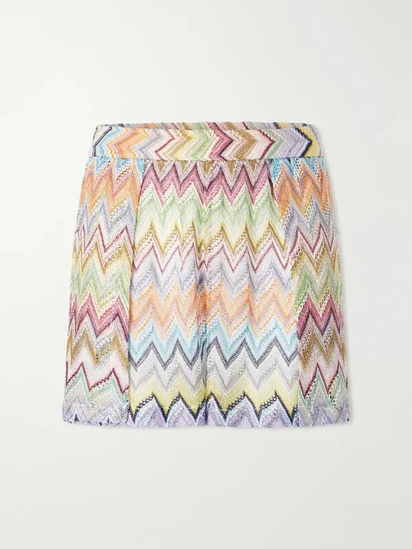 Missoni Metallic Chevron Crochet Knit Shorts - Multi