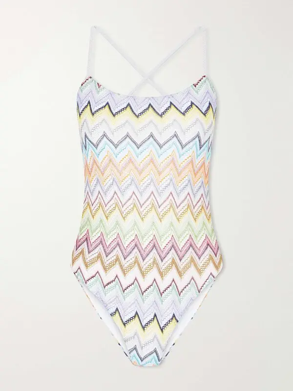 Missoni Striped Crochet-knit Swimsuit