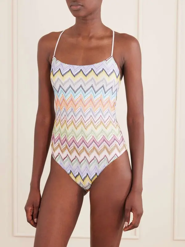 Missoni Striped Crochet-knit Swimsuit