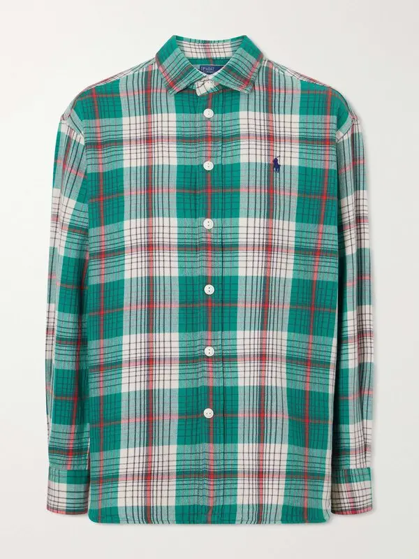 Polo Ralph Lauren Logo-embroidered Checked Cotton-twill Shirt - Green
