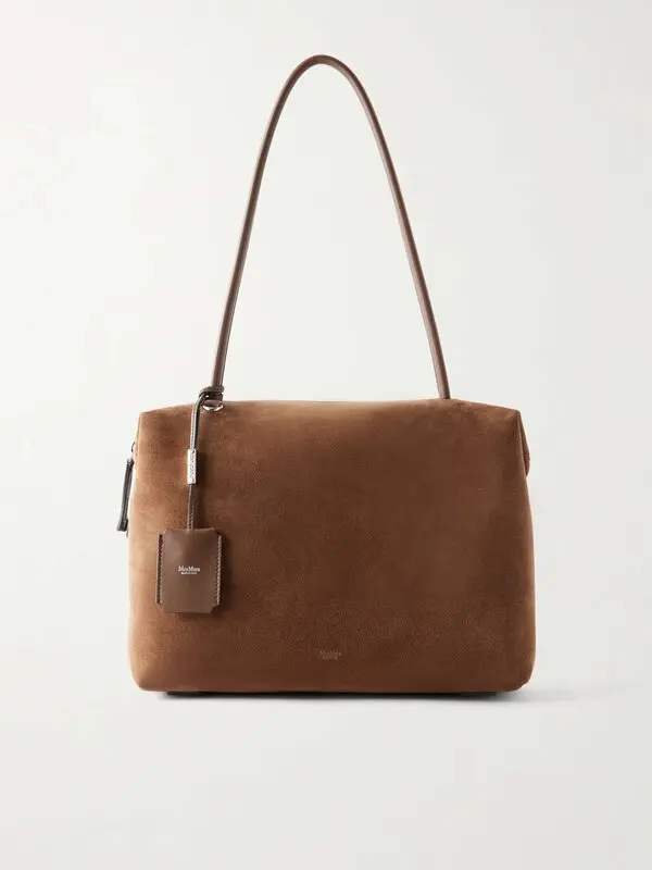 Max Mara Leather-trimmed Suede Shoulder Bag