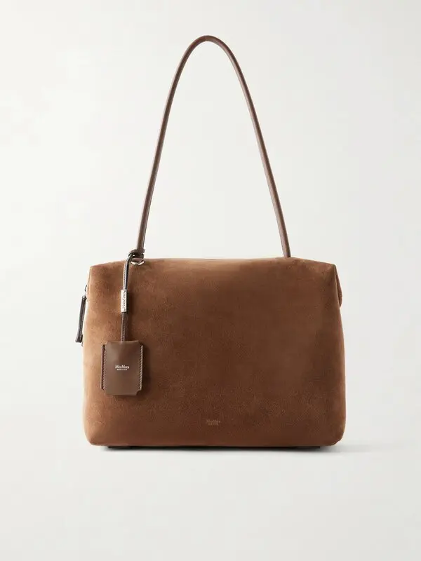 Max Mara Suede Shoulder Bag With Leather Trim