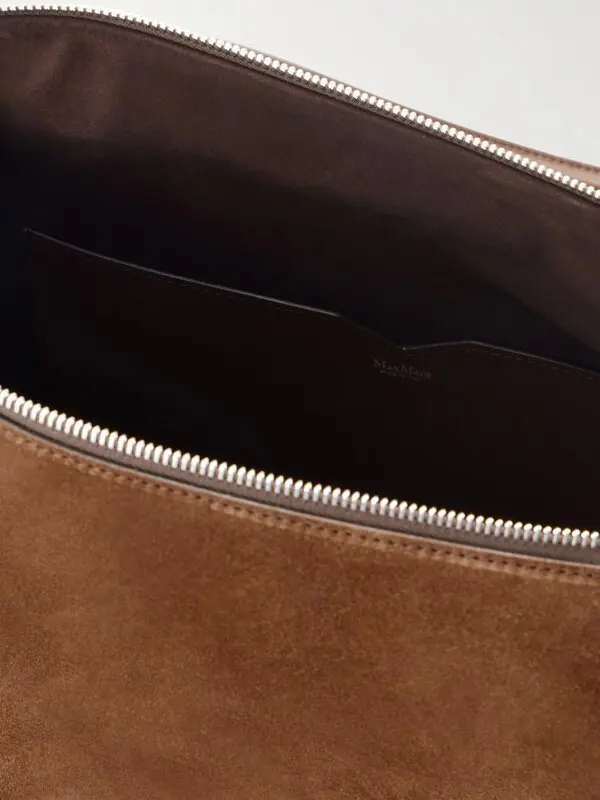 Max Mara Suede Shoulder Bag With Leather Trim
