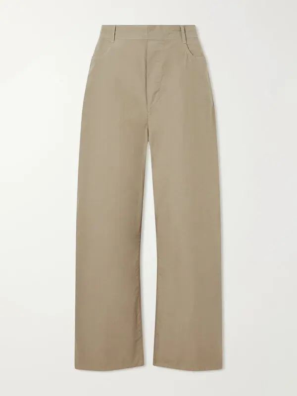 LESET Kyoto Cotton-poplin Wide-leg Pants - Green