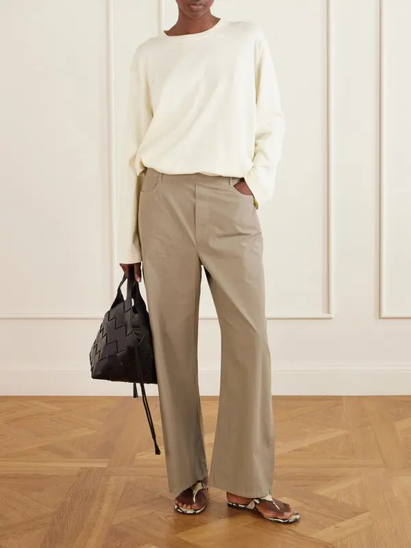 LESET Kyoto Cotton-poplin Wide-leg Pants - Green
