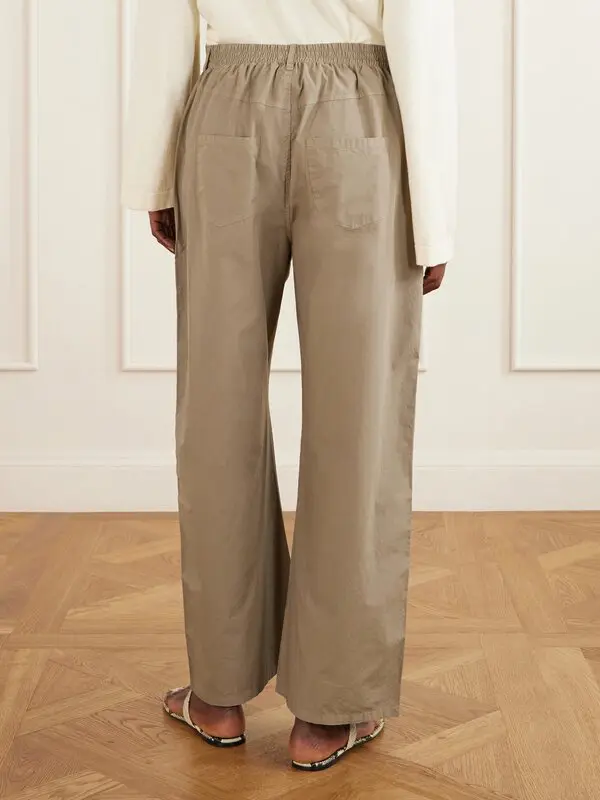 LESET Kyoto Cotton-poplin Wide-leg Pants - Green