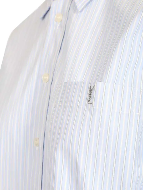 Saint Laurent Cassandre Striped Cotton Poplin Shirt