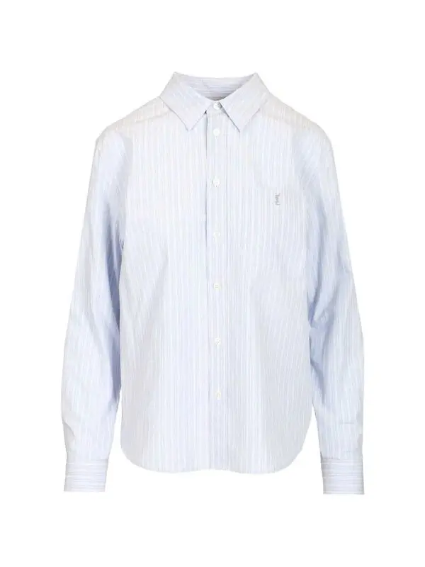 Saint Laurent Cassandre Striped Cotton Poplin Shirt