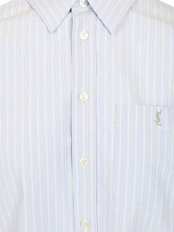 Saint Laurent Cassandre Striped Cotton Poplin Shirt
