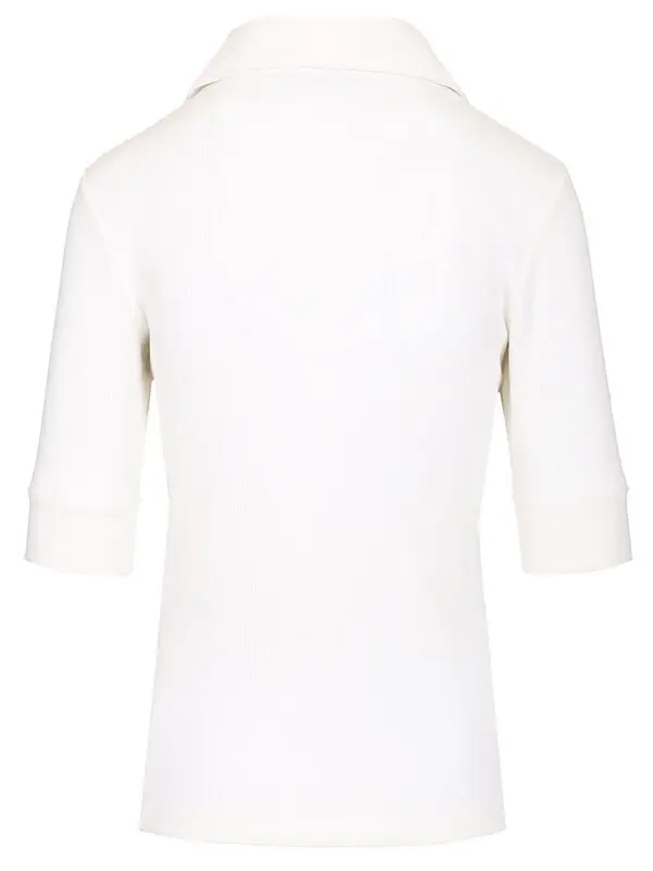 Celine Ribbed Silk And Cotton Polo Shirt With Triomphe Embroidery