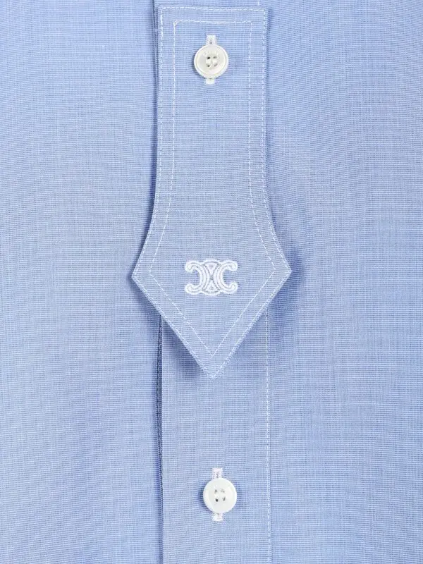Celine Cotton Poplin Shirt With Embroidered Triomphe Motif
