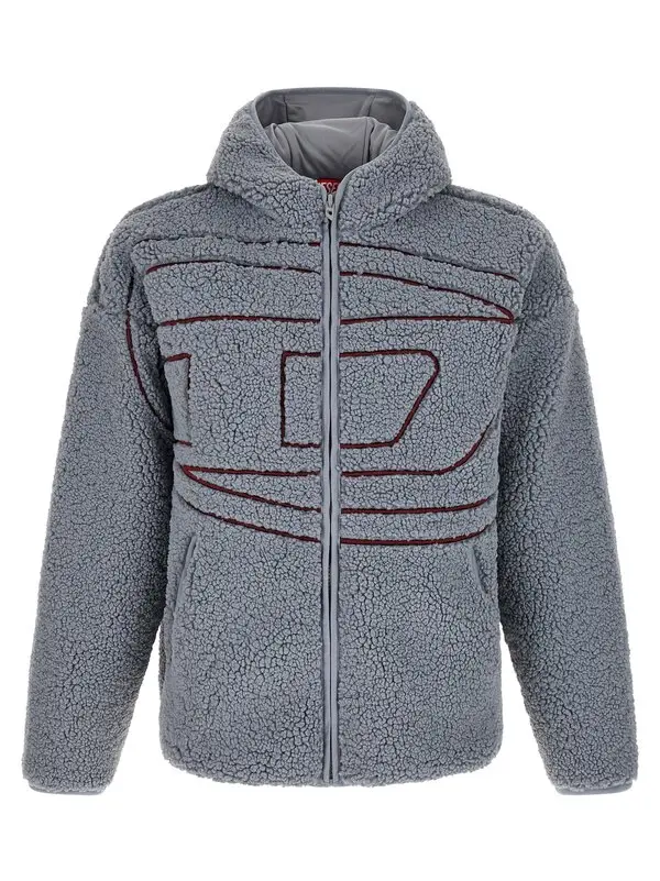 DIESEL® Teddy-effect Fleece Hoodie - Gray
