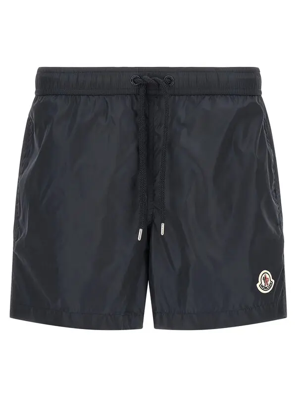 Moncler Logo Patch Swim Shorts - Blue