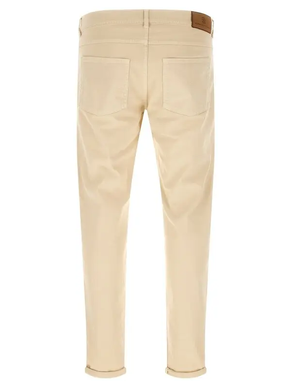 Brunello Cucinelli Garment-dyed Stretch Cotton Canvas Jeans - Cream