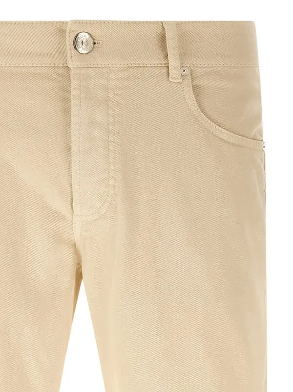 Brunello Cucinelli Garment-dyed Stretch Cotton Canvas Jeans - Cream