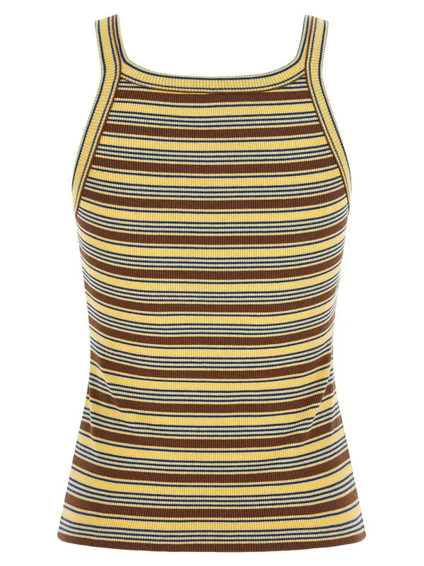 Fendi Striped Ribbed Knit Tank Top - Multicolor