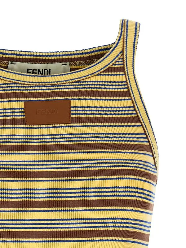 Fendi Striped Ribbed Knit Tank Top - Multicolor