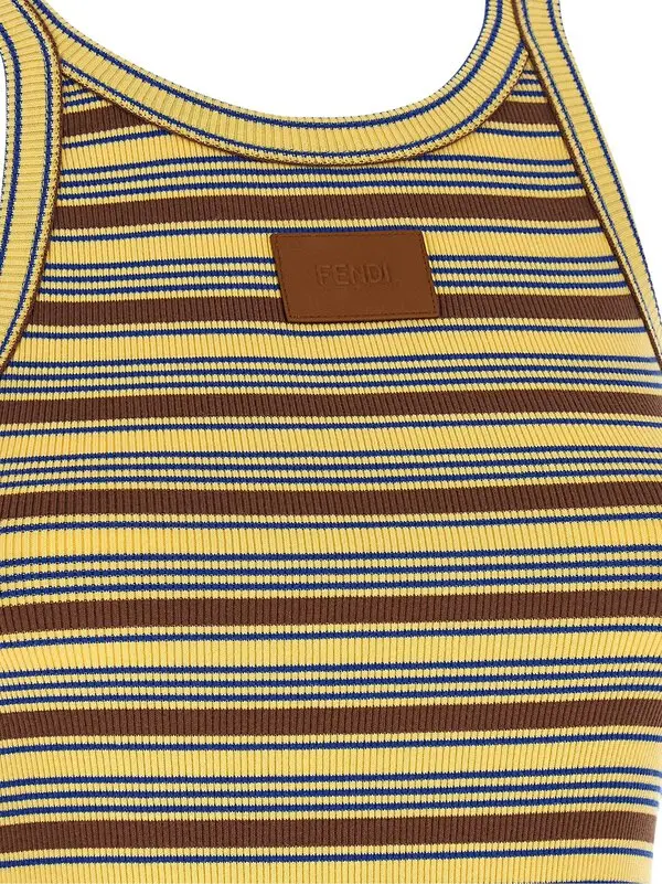 Fendi Striped Ribbed Knit Tank Top - Multicolor