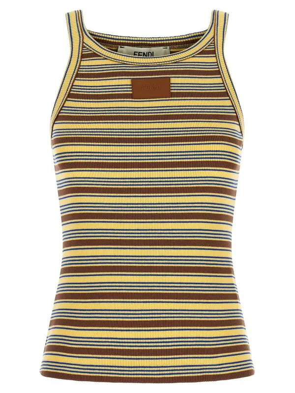 Fendi Striped Ribbed Knit Tank Top - Multicolor