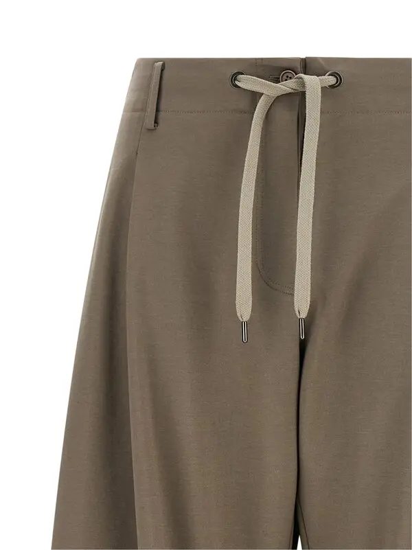 Brunello Cucinelli Interlock Couture Wide Leg Cropped Pants - Gray
