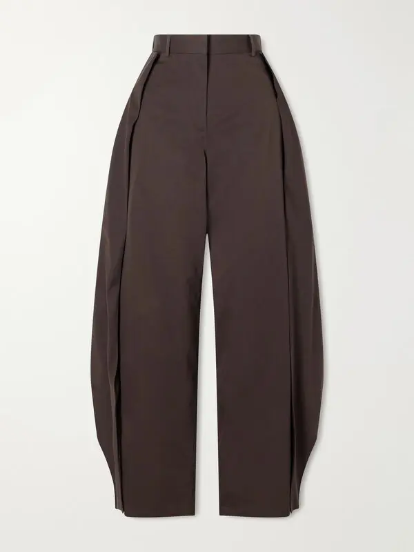 Loewe Cotton And Silk-blend Gabardine Wide-leg Pants - Brown