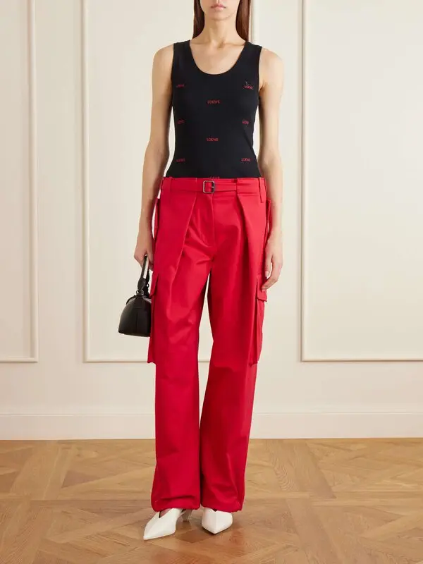 Loewe Belted Cotton And Silk-blend Gabardine Cargo Pants