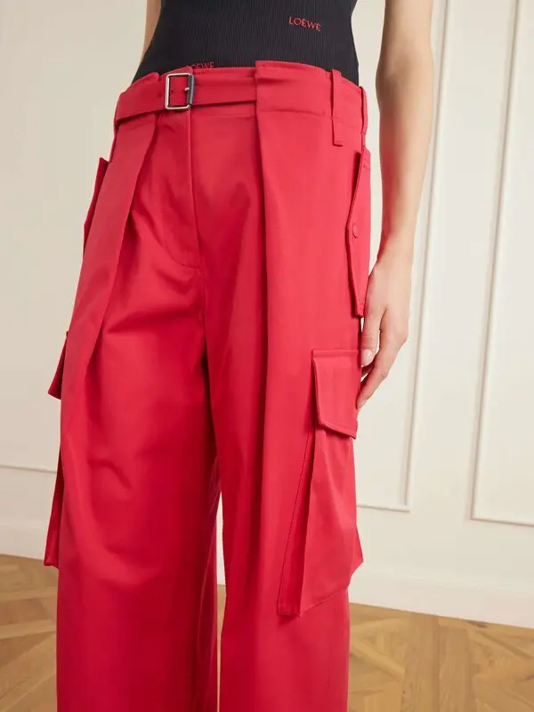 Loewe Belted Cotton And Silk-blend Gabardine Cargo Pants
