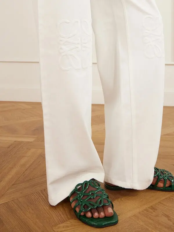 Loewe Anagram Embroidered Mid-rise Wide-leg Jeans