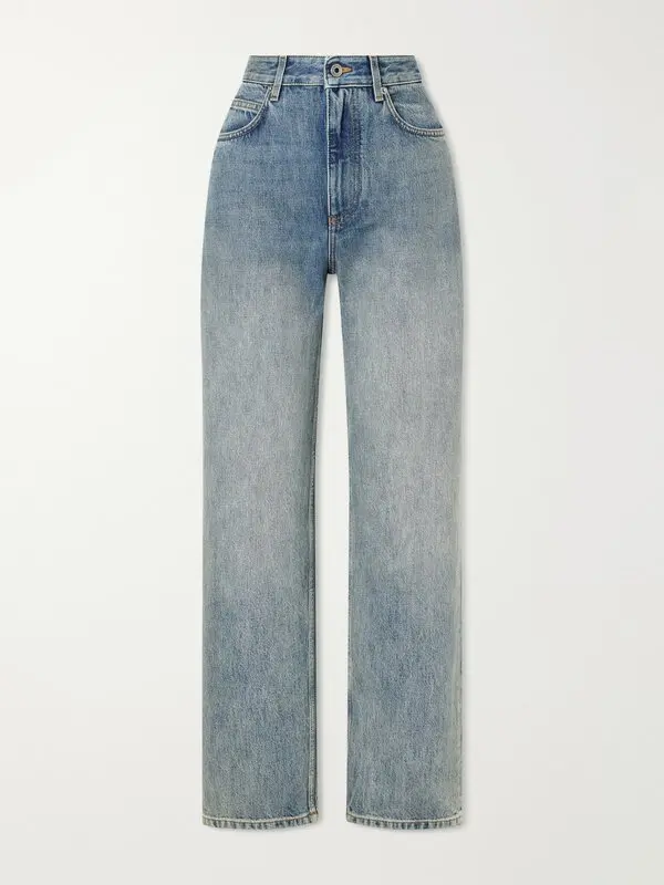 Loewe Anagram-embroidered Mid-rise Wide-leg Jeans - Blue