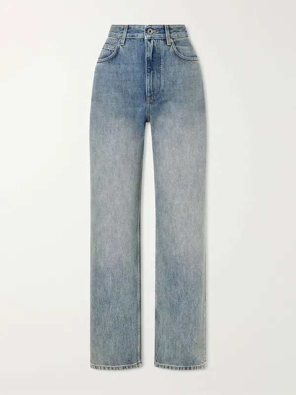 Loewe Anagram-embroidered Mid-rise Wide-leg Jeans - Light Denim