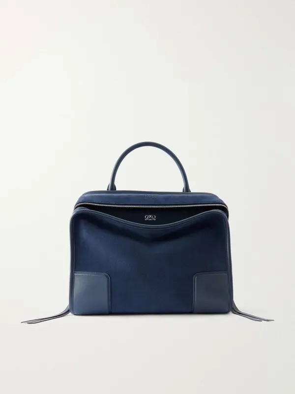 Loewe Amazona Leather-trimmed Suede Tote