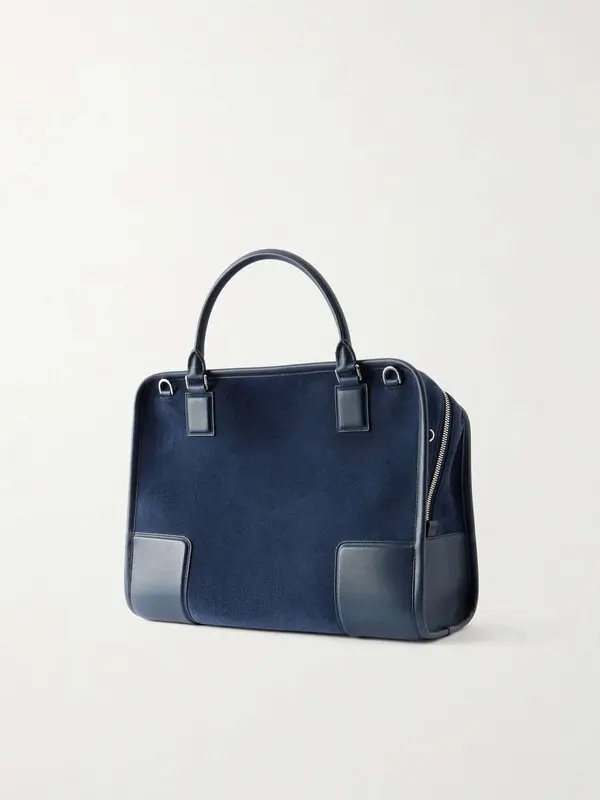 Loewe Amazona Leather-trimmed Suede Tote