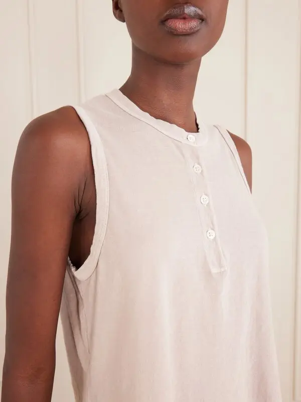 JAMES PERSE Cotton Piqué Tank With Button Placket
