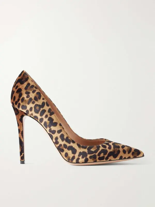 GIANVITO ROSSI 105 Leopard-print Velvet Pumps - Leopard Print