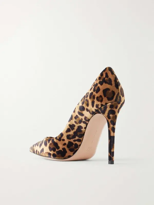 GIANVITO ROSSI 105 Leopard-print Velvet Pumps