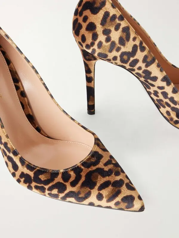 GIANVITO ROSSI 105 Leopard-print Velvet Pumps