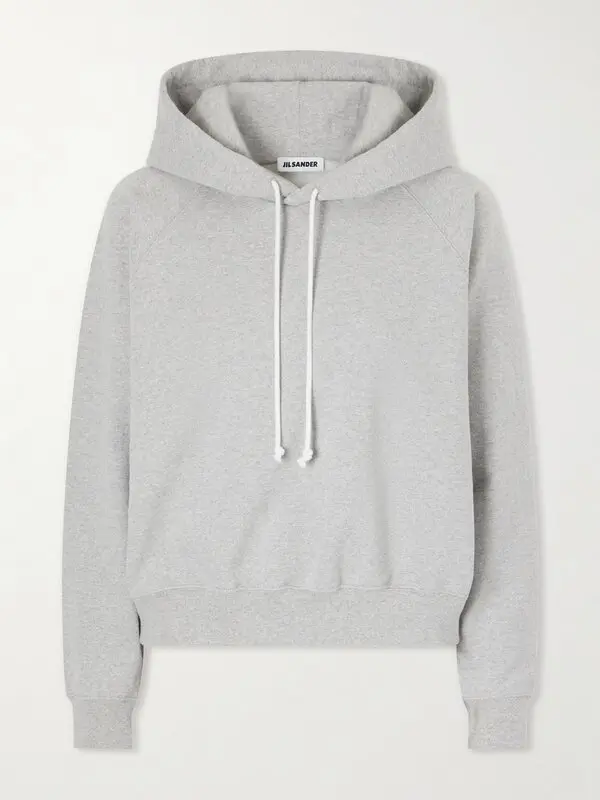 JIL SANDER Cropped Cotton-jersey Hoodie